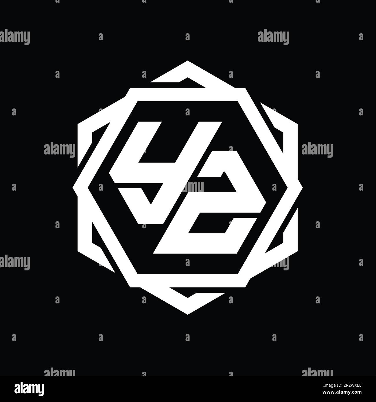 YZ Logo monogram hexagon shape with geometric abstract isolated outline design template Stock ...