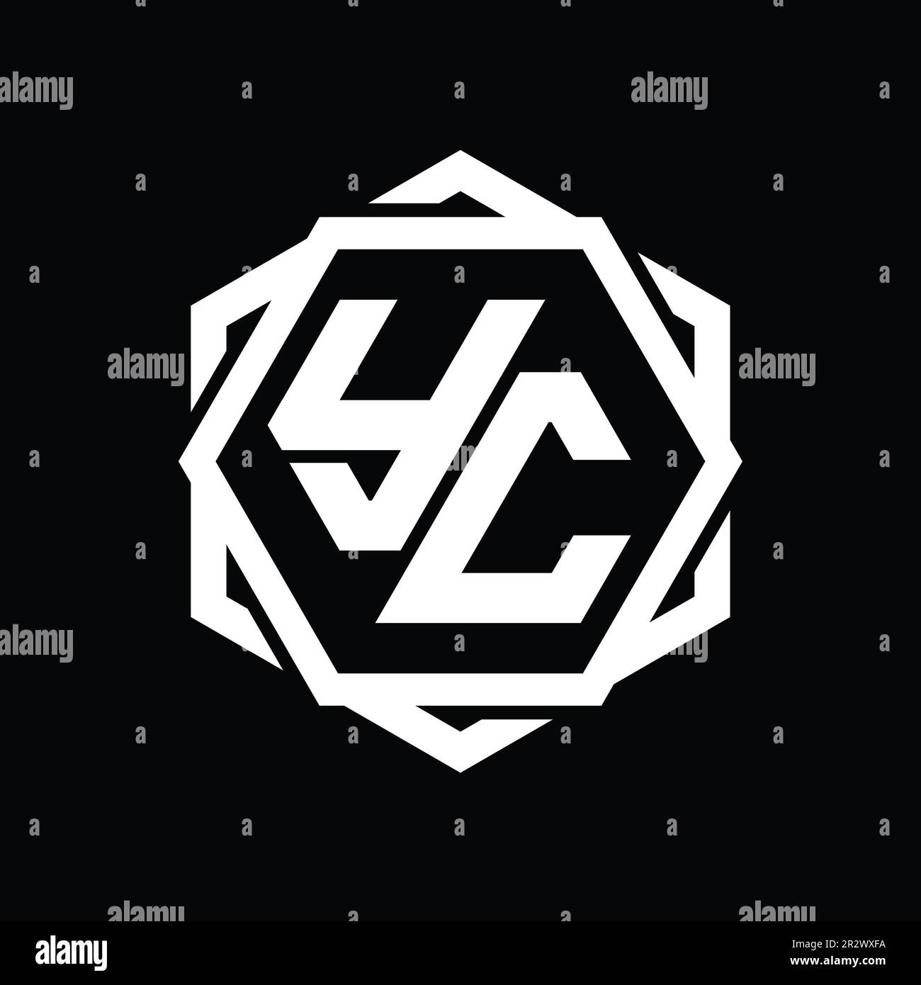 YC Logo monogram hexagon shape with geometric abstract isolated outline ...