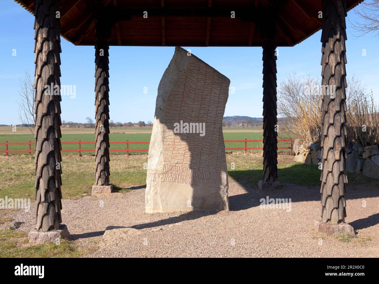 Ancient characters and messages are carved in the Rök Runestone. The ...