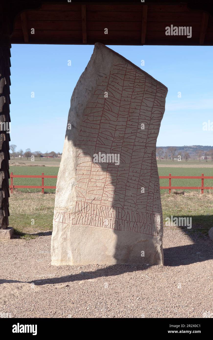 Ancient characters and messages are carved in the Rök Runestone. The ...