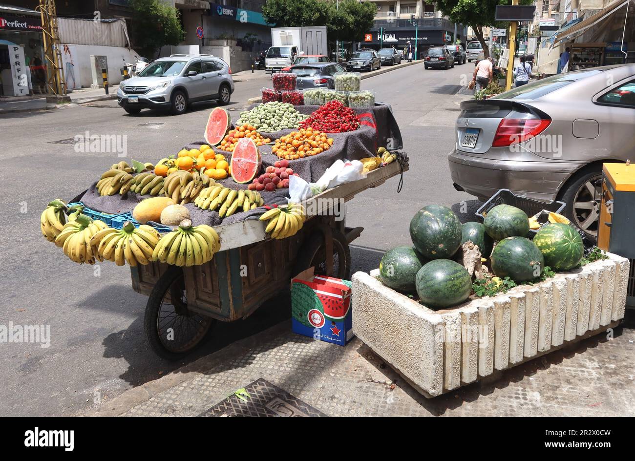 Beirut, Lebanon. 19th May, 2023. Fruit on sale on a street of Beirut ...