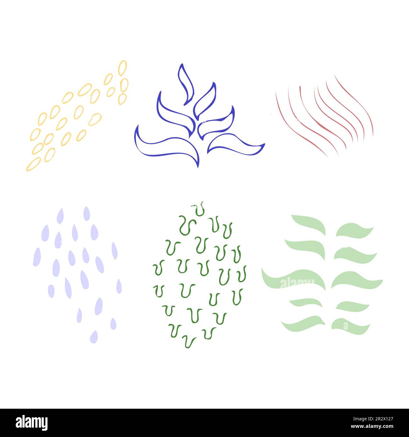 set of abstract shapes, plant elements and stones Stock Vector Image ...