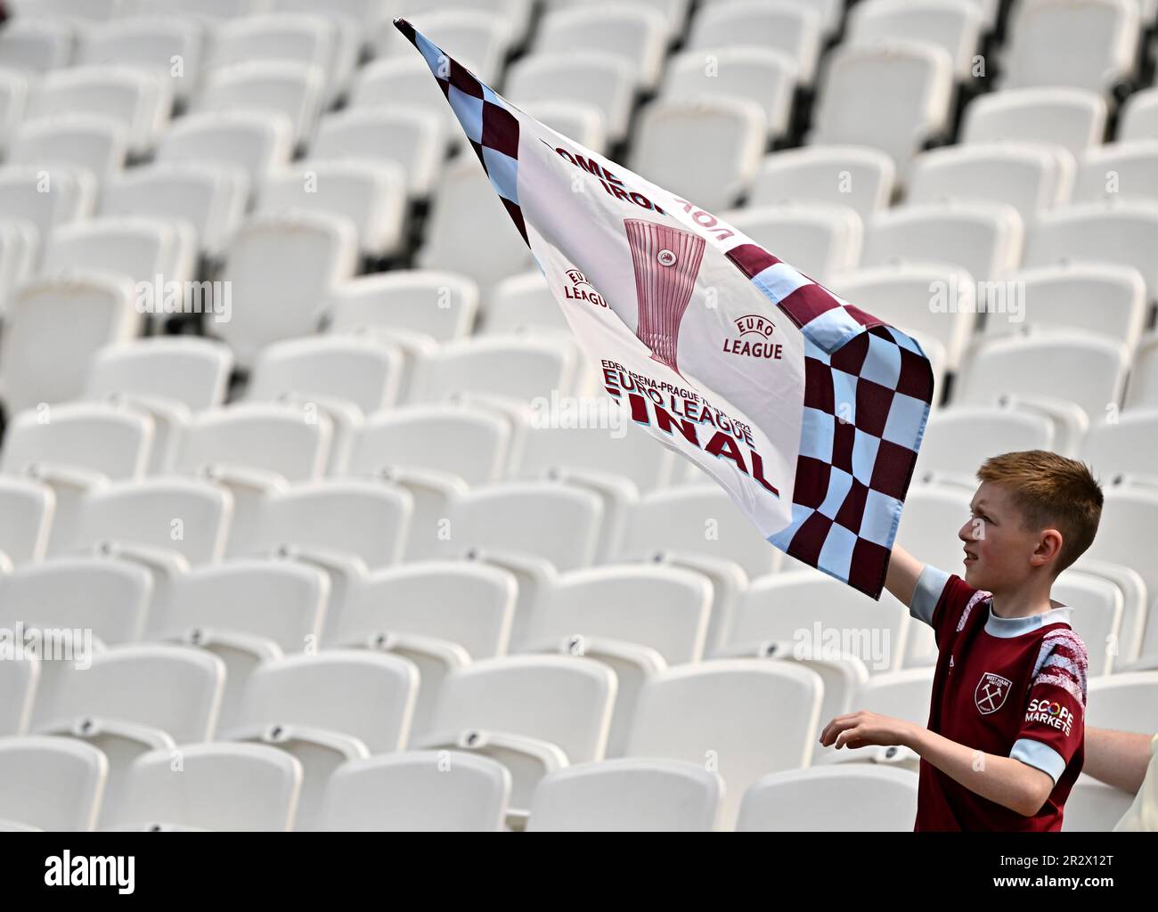 London, UK. 21st May, 2023. A young fan waves a flag that says Eden ...