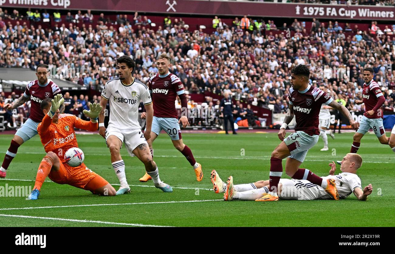 London, UK. 21st May, 2023. Emerson (West Ham) has his shot saved by ...