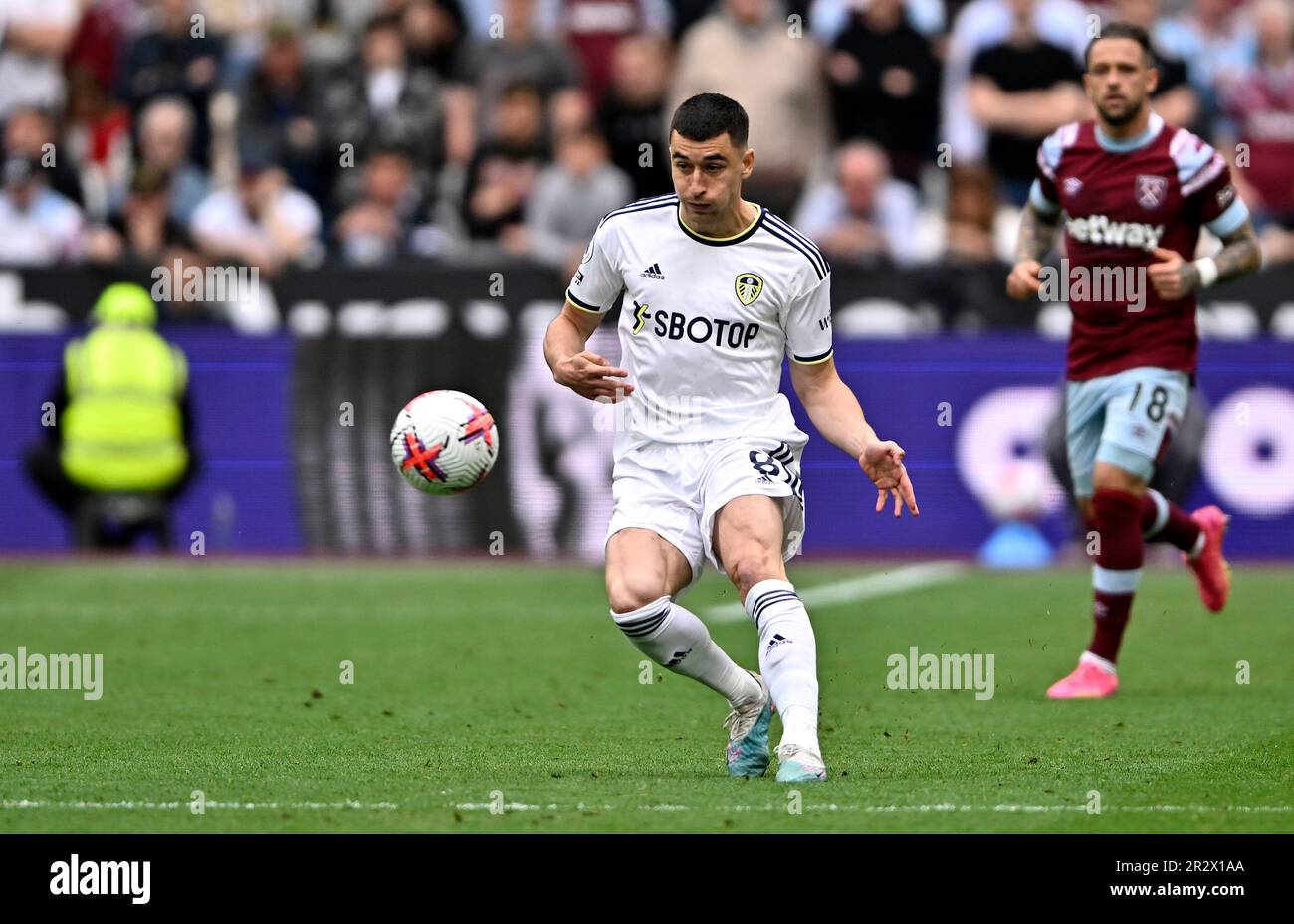 London, UK. 21st May, 2023. Marc Roca (Leeds) during the West Ham vs ...