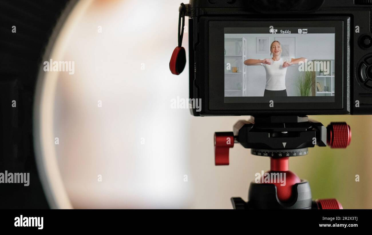 Fitness influencer woman recording hi-res stock photography and images ...