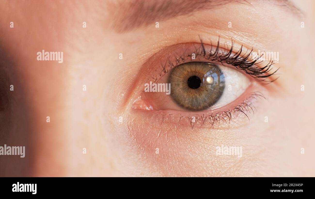 Eye closeup iris examination woman face sight look Stock Photo - Alamy