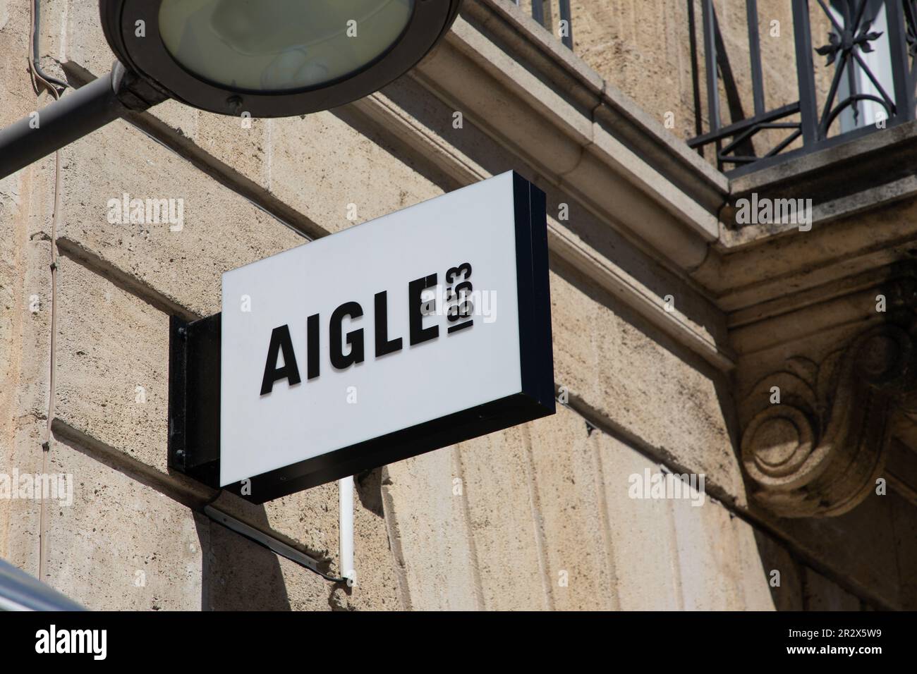 Bordeaux , Aquitaine France - 05 19 2023 : aigle 1853 brand text facade ...