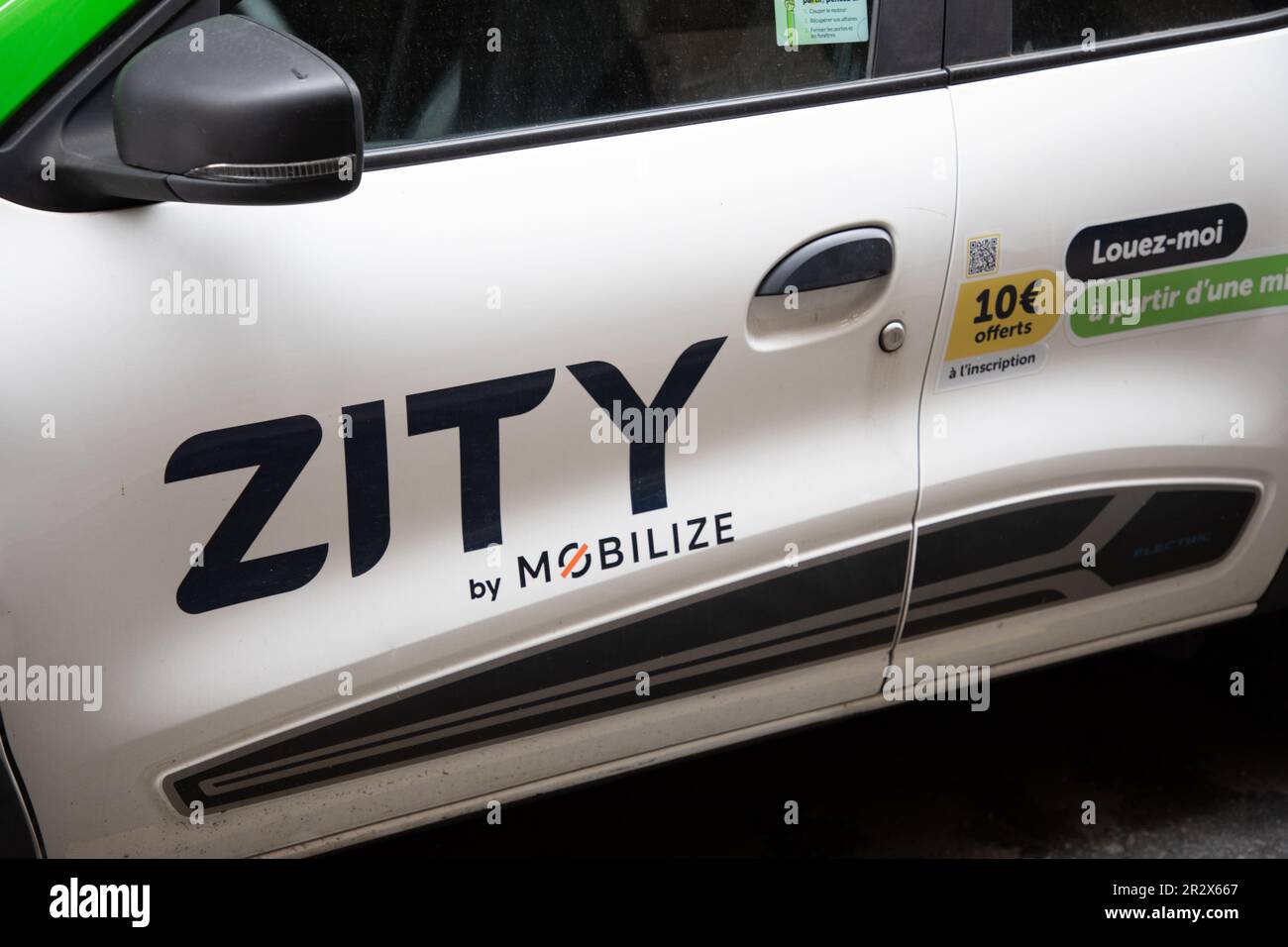 Bordeaux , Aquitaine France - 05 19 2023 : zity mobilize on ev dacia ...
