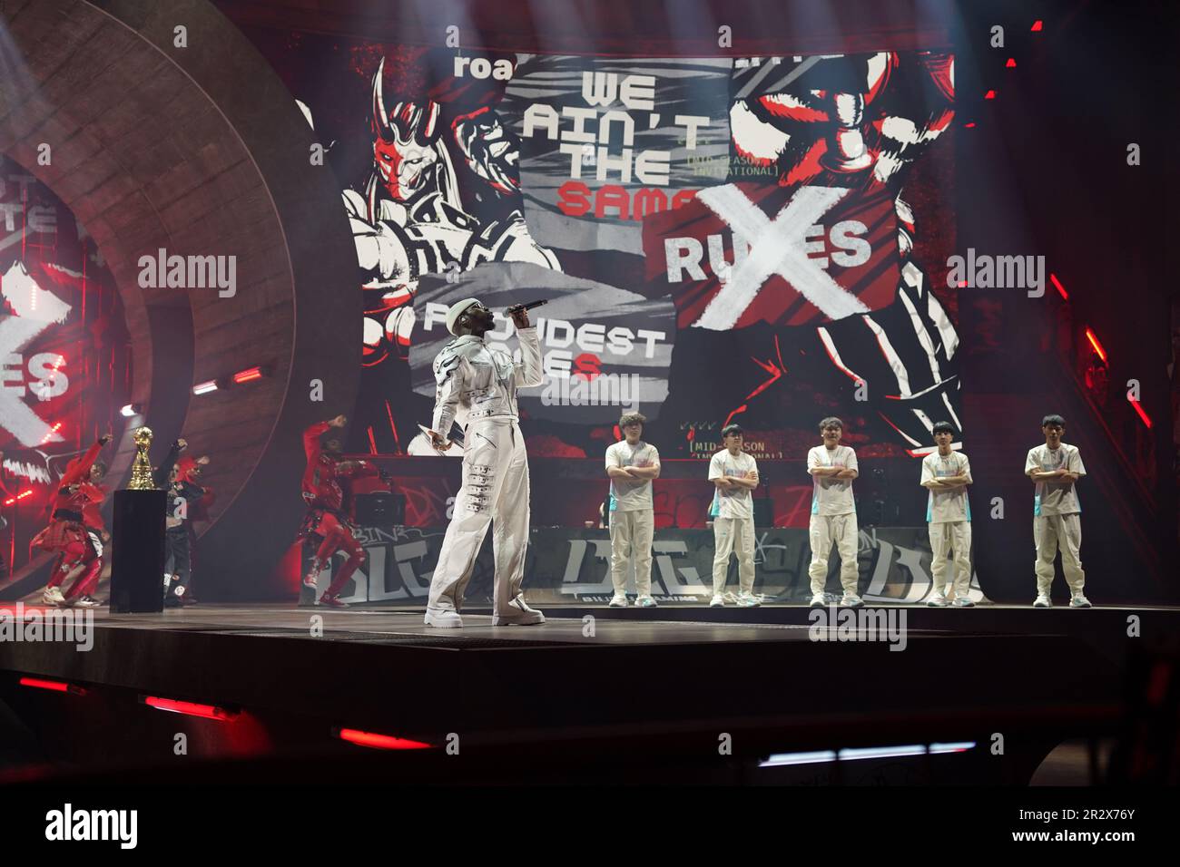 London, UK. 21st May, 2023. Rapper Che Lingo performs the song "Rules ...