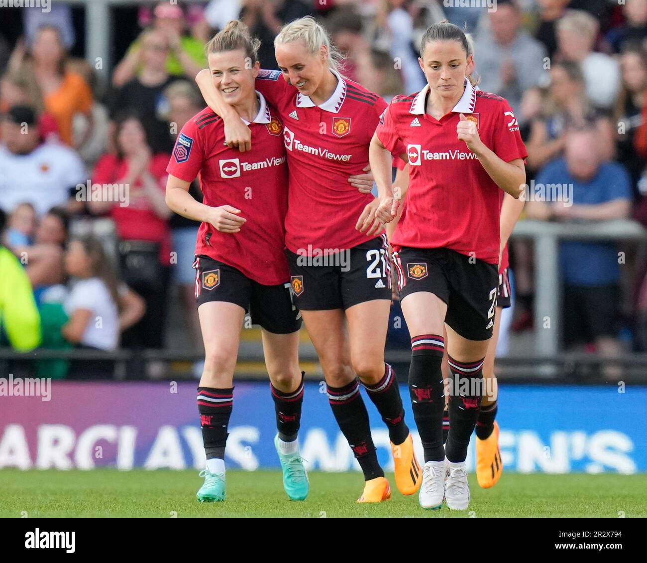 Millie Turner #21 of Manchester United celebrates with goalscorer ...