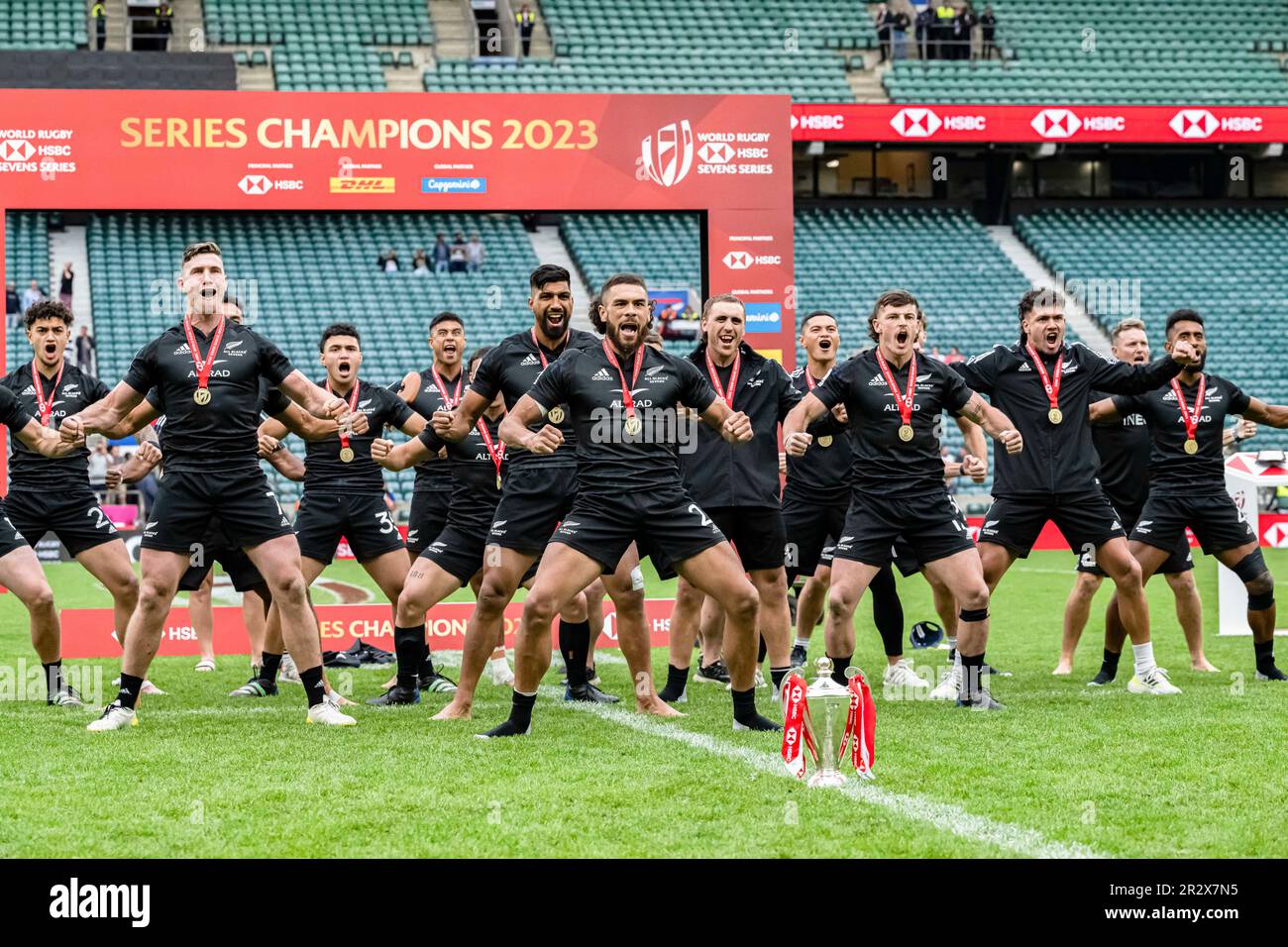 LONDON, UNITED KINGDOM. 21st, May 2023. New Zealand perform Haka dance ...