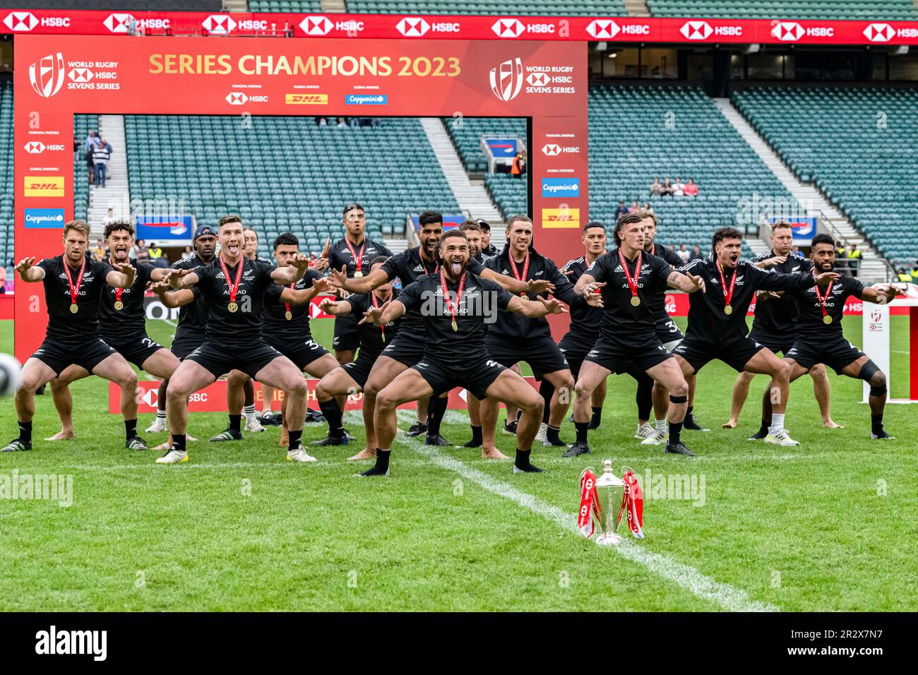 LONDON, UNITED KINGDOM. 21st, May 2023. New Zealand perform Haka dance ...