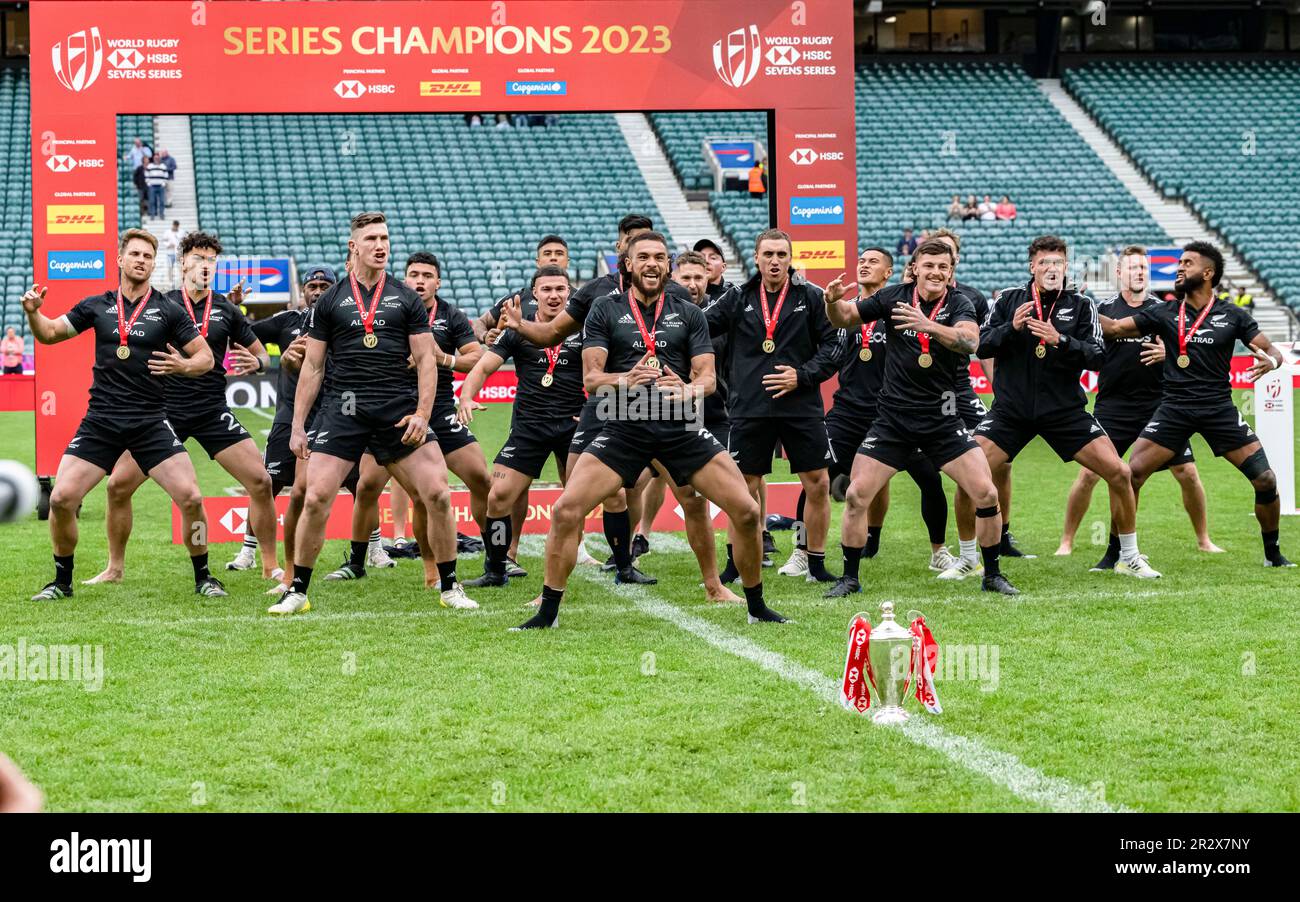 LONDON, UNITED KINGDOM. 21st, May 2023. New Zealand perform Haka dance ...