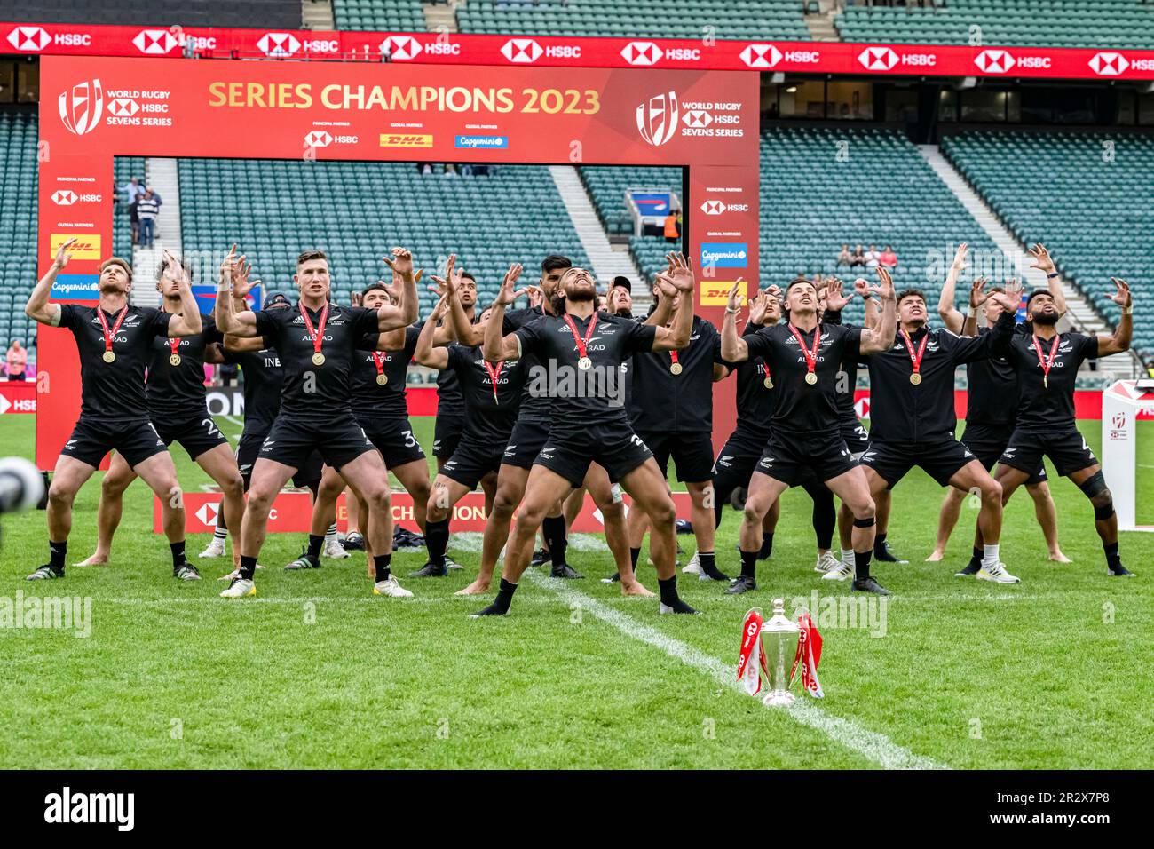 LONDON, UNITED KINGDOM. 21st, May 2023. New Zealand perform Haka dance ...