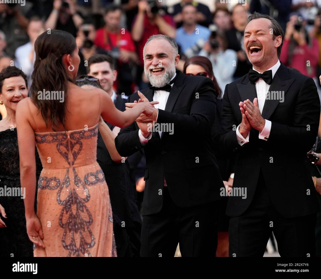 Alicia Vikander, from left, director Karim Ainouz, and Jude Law pose ...