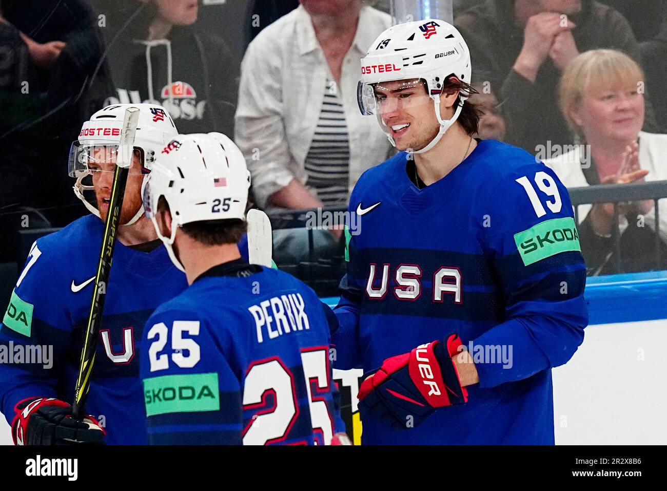 United States Cutter Gauthier, right, celebrates with teammates after ...