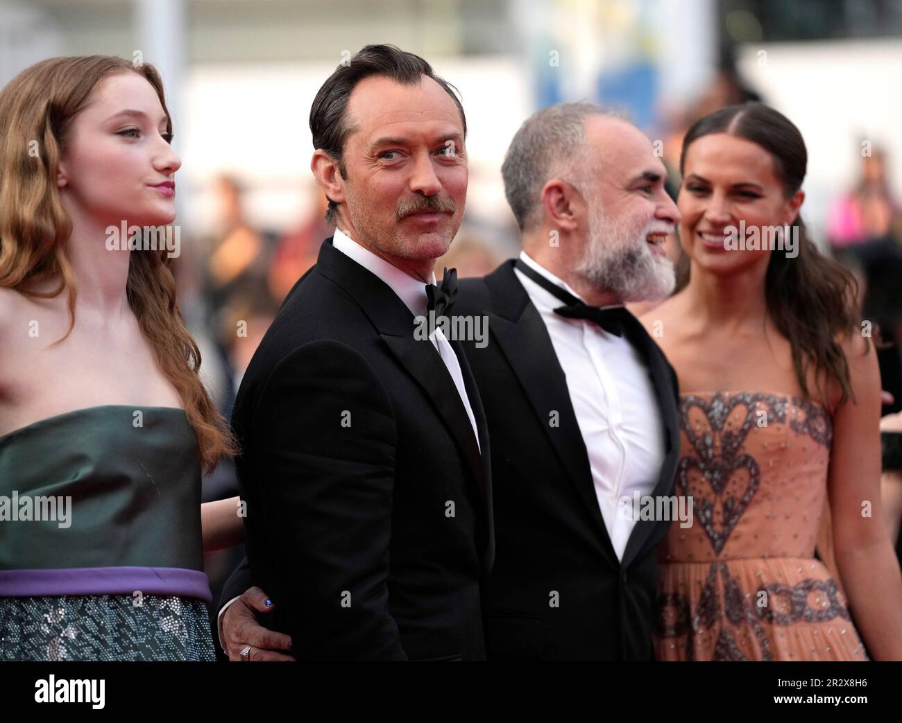 Junia Rees, from left, Jude Law, director Karim Ainouz and Alicia ...