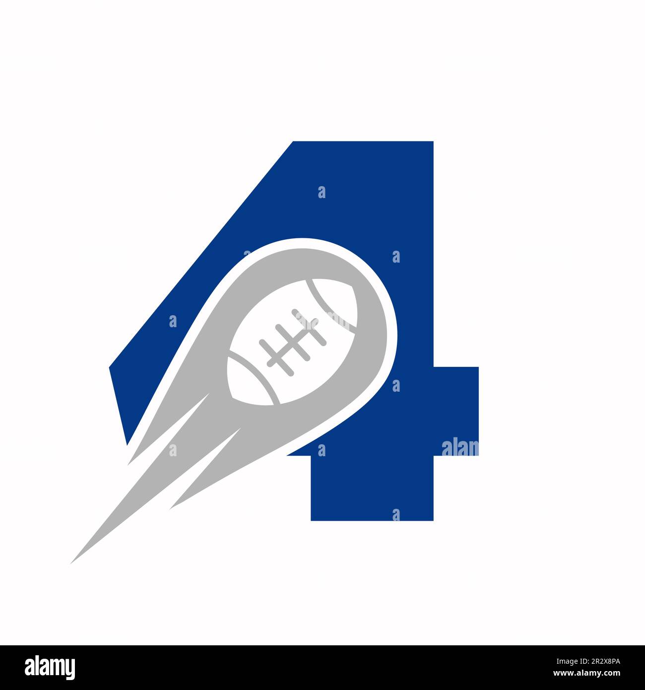 Initial Letter 4 Rugby Logo, American Football Symbol Combine With ...