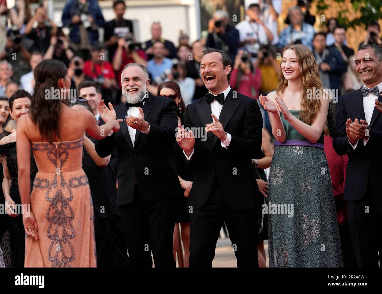 Alicia Vikander, from left, director Karim Ainouz, Jude Law, Junia Rees ...