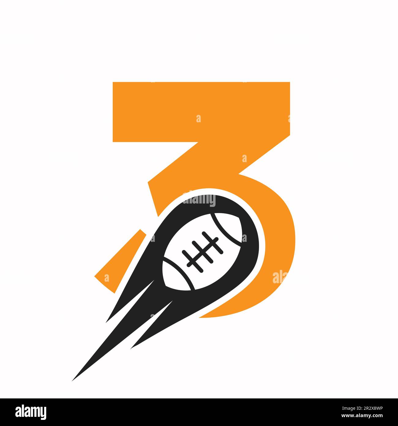 Initial Letter 3 Rugby Logo, American Football Symbol Combine With ...