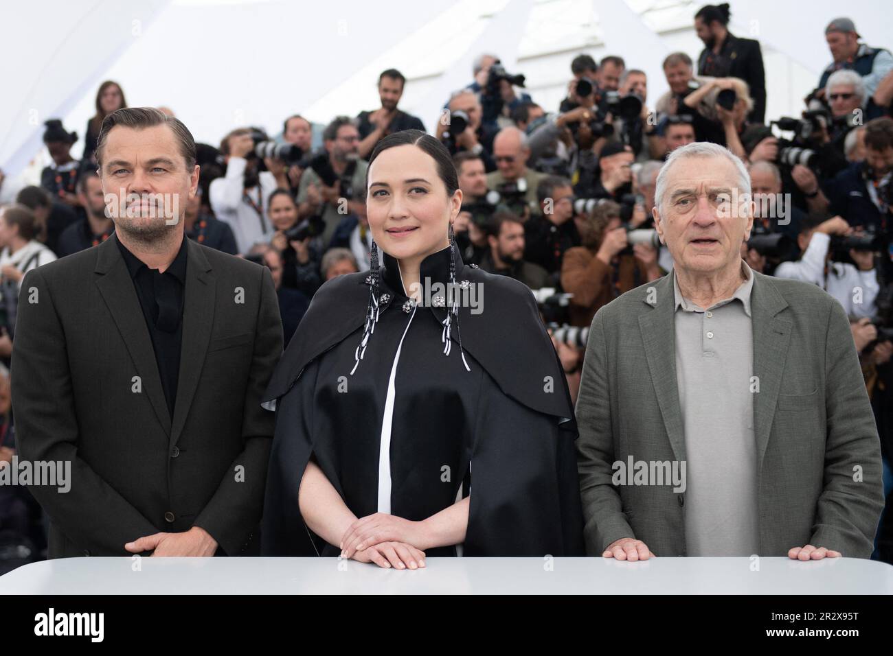 Cannes, France. 21st May, 2023. Leonardo di Caprio, Lily Gladstone and ...