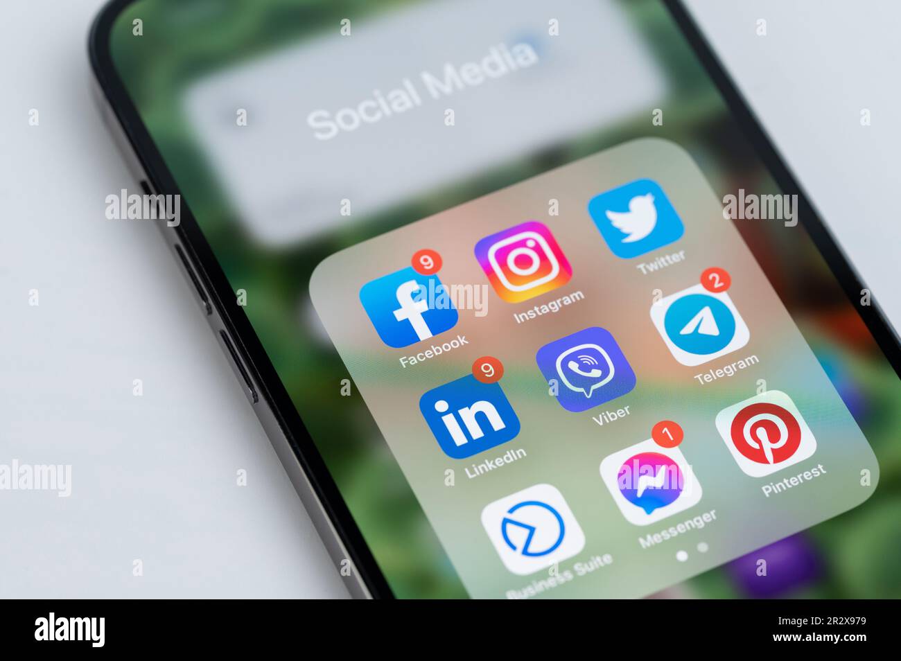 New york, USA - May 14, 2023: Social media app on iphone menu close up ...