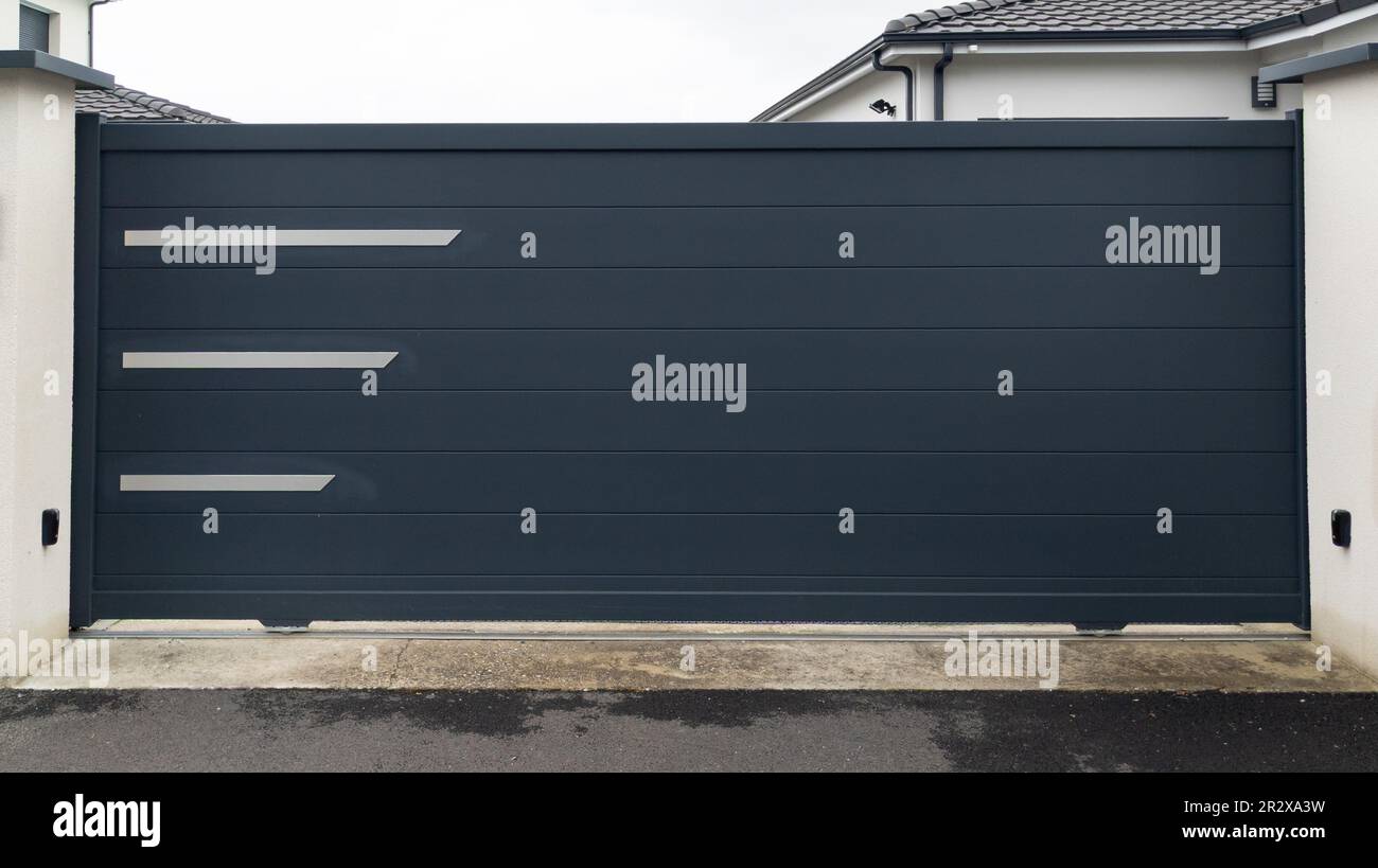 portal aluminum sliding grey metal gate high of modern slide door gray ...