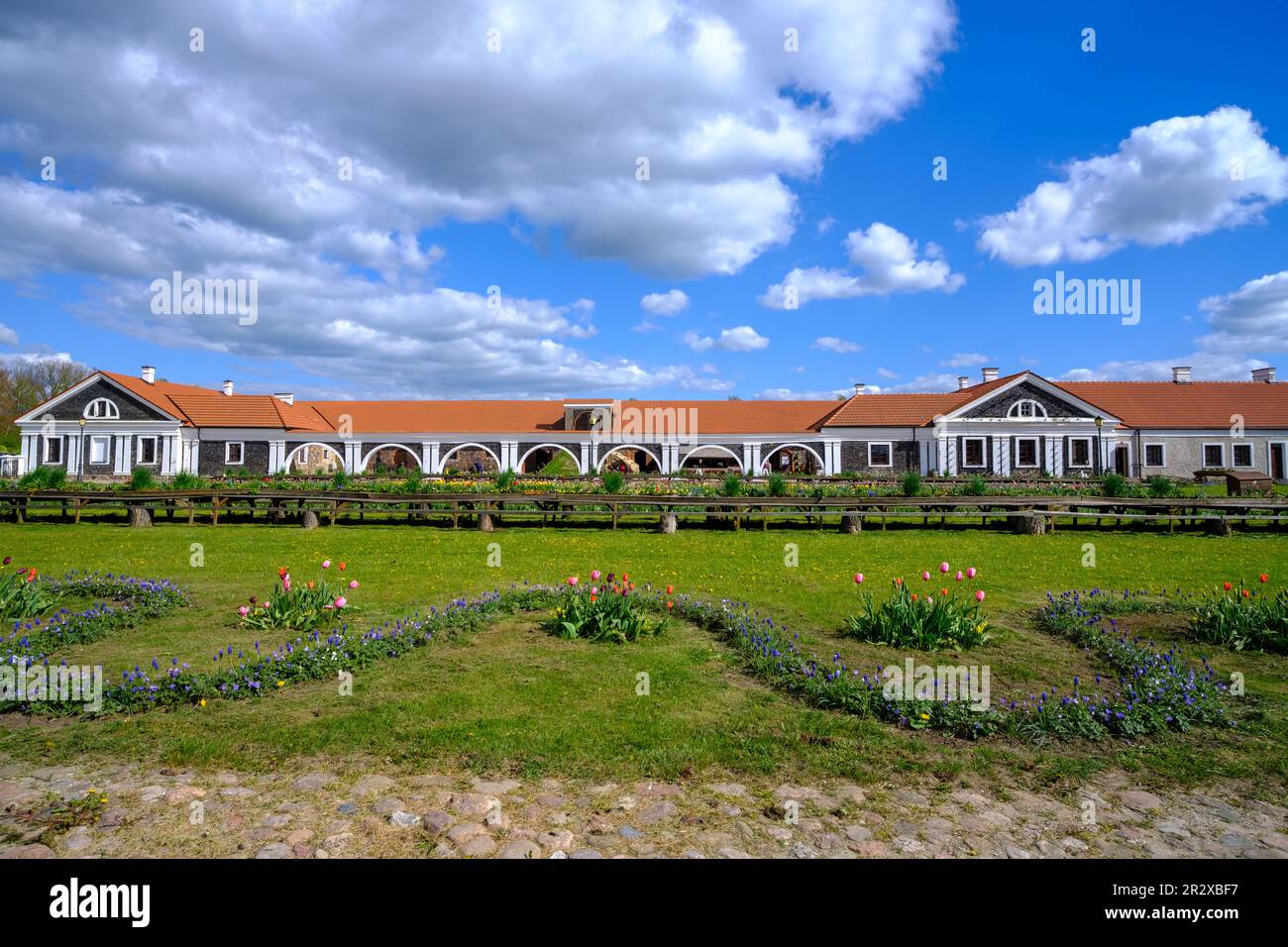 Pakruojis, Lithuania - 5 May 2023: Pakruojis manor and instalation ...