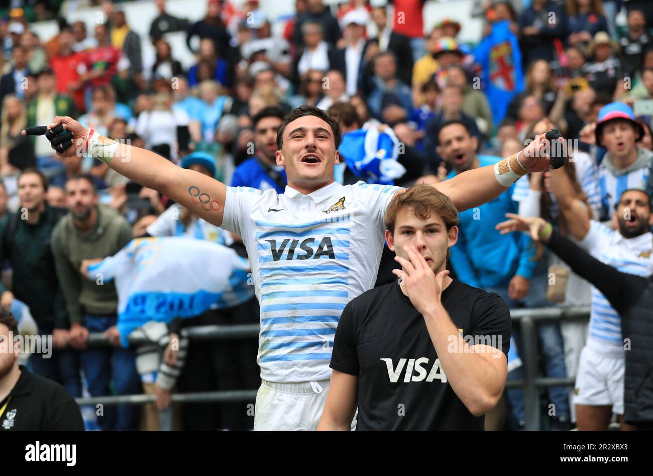 Argentina's Rodrigo Isgro celebrates after winning against Fiji in the ...