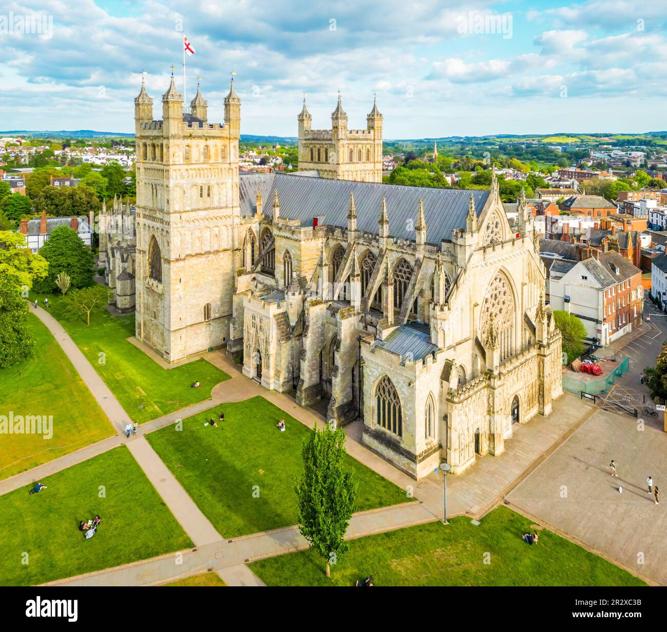 Exeter, UK. 21st May, 2023. Aerial view of the May sun shining on ...