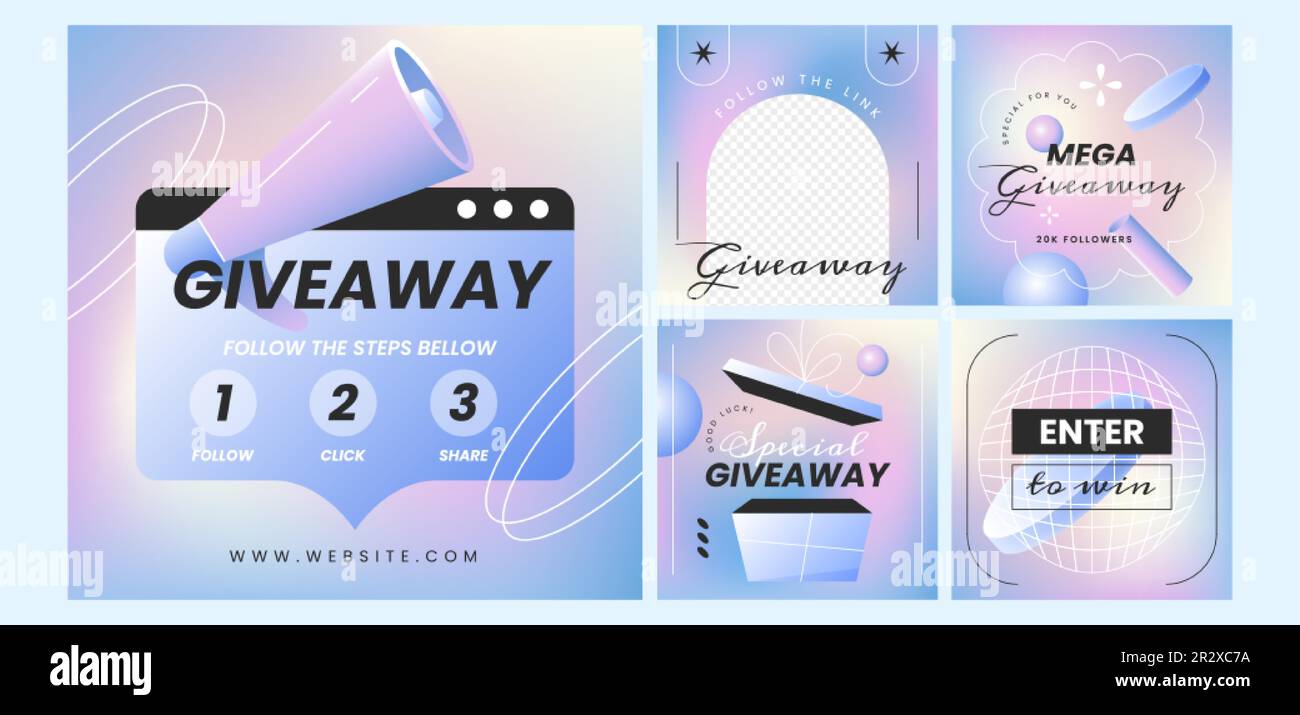 Giveaway trendy banners template. Social media poster design. Set of ...