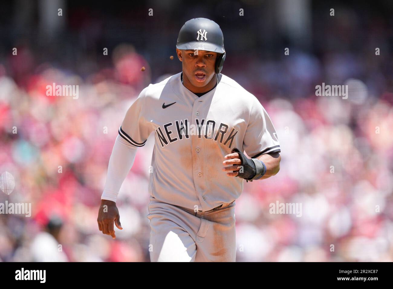 New York Yankees' Greg Allen scores on a double hit by Anthony Volpe in ...