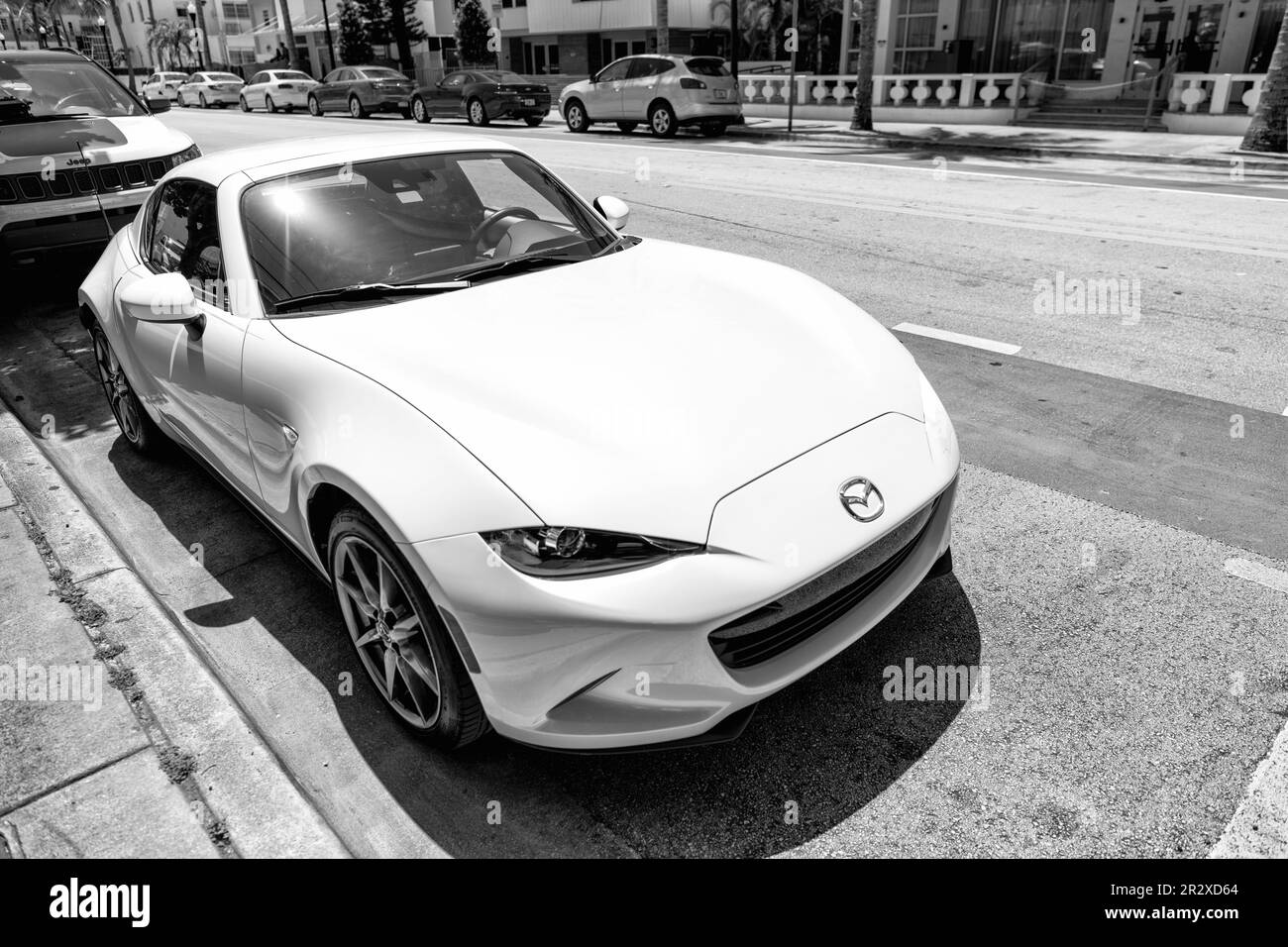 Miami Beach, Florida USA - April 14, 2021: white mazda mx 5 or Miata ...