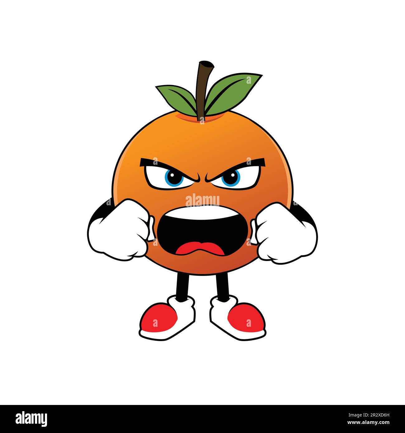 Orange Fruit Cartoon Mascot With Angry Face .Illustration for sticker ...