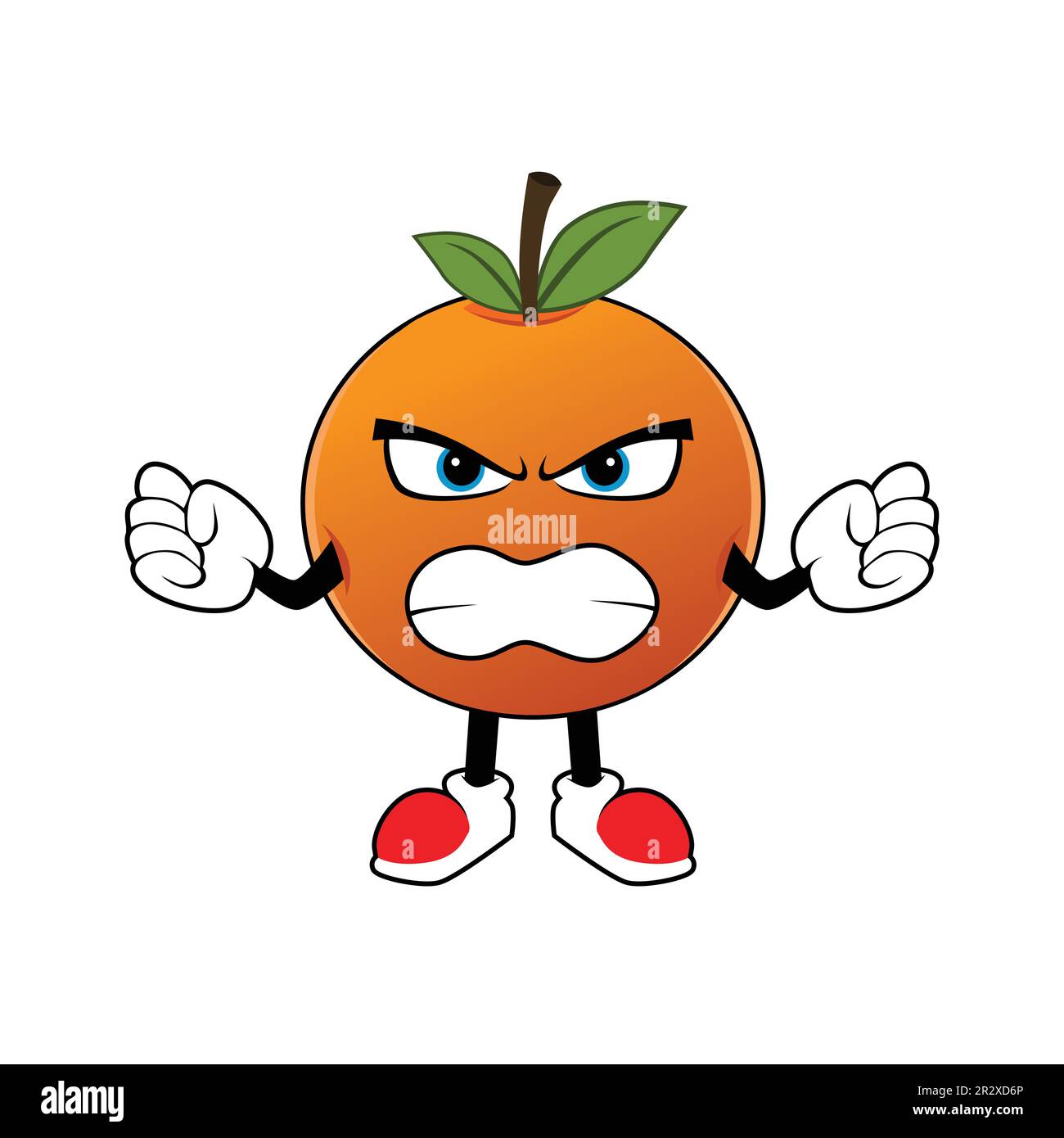 Orange Fruit Cartoon Mascot With Angry Face .Illustration for sticker ...