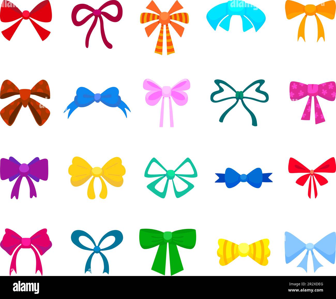 Different present bows, gift bow various colors. Vintage fancy ribbons ...