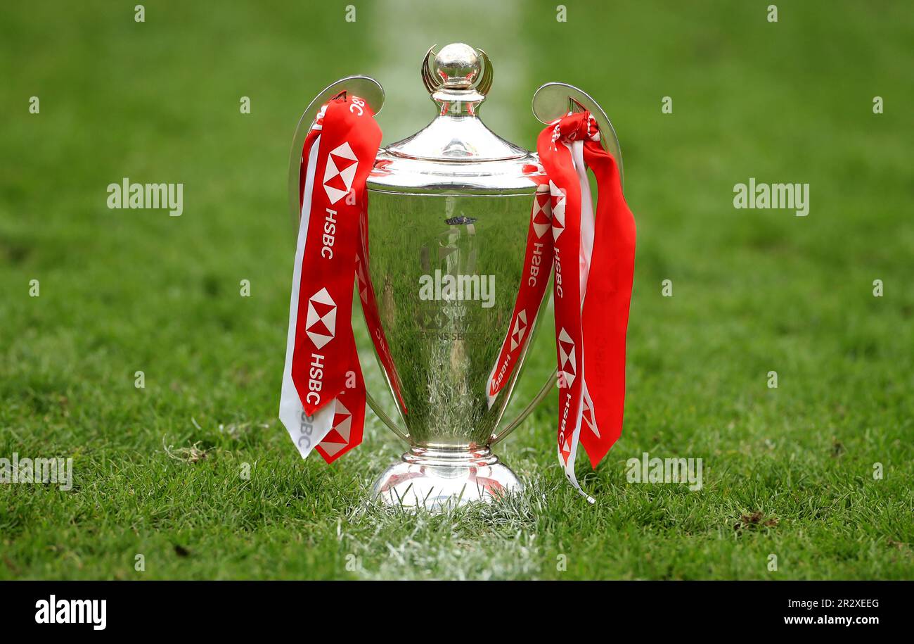 The HSBC World Series trophy during the HSBC World Rugby Sevens Series ...
