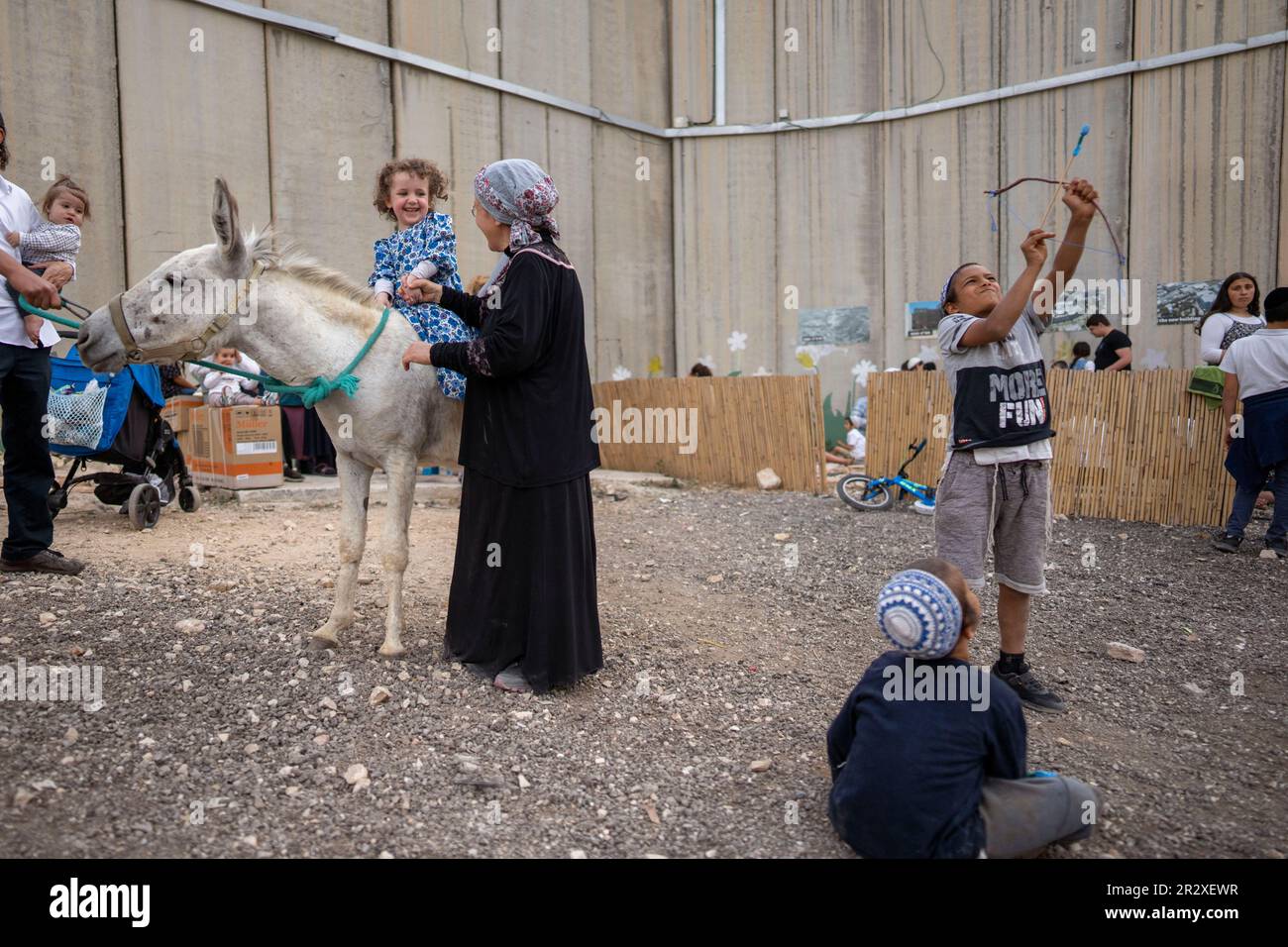 Religious Israeli Jews participate in a festival outside the ...