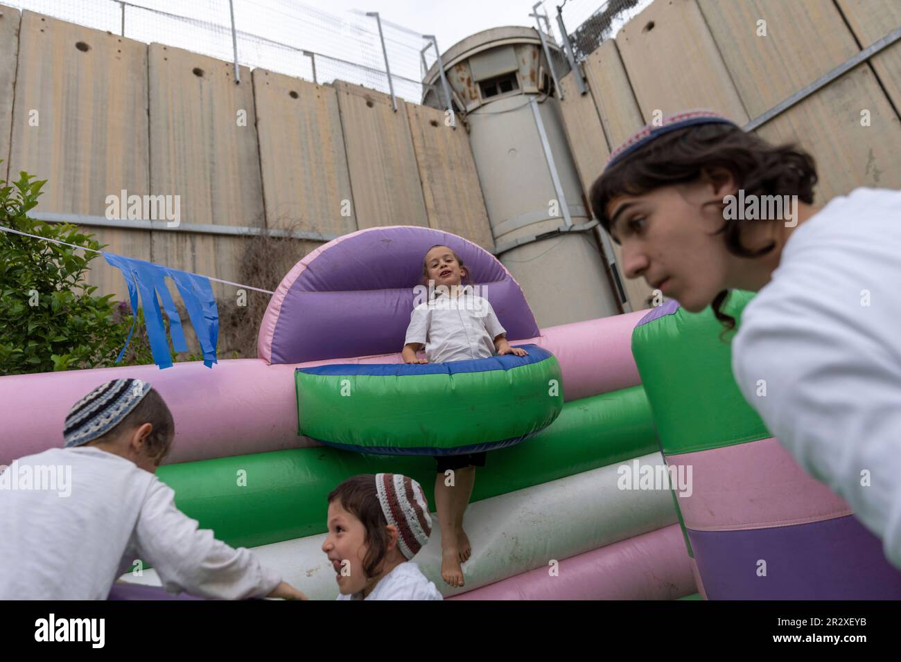 Religious Israeli Jews participate in a festival outside the ...