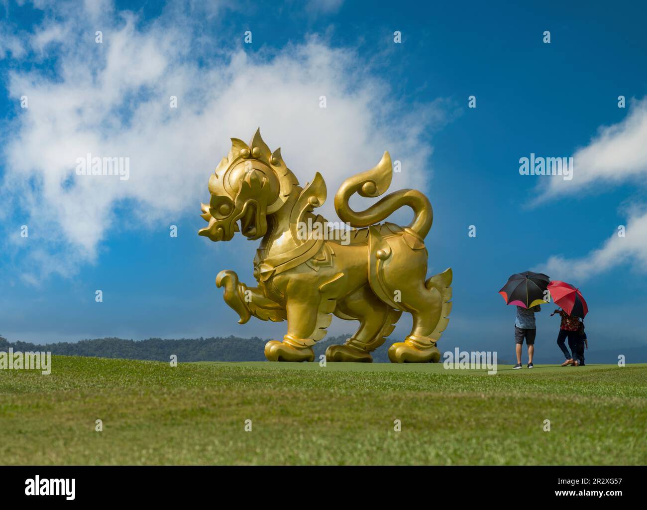 Chiang Rai, Thailand. November 18, 2022. Singha statue at Singha Park ...