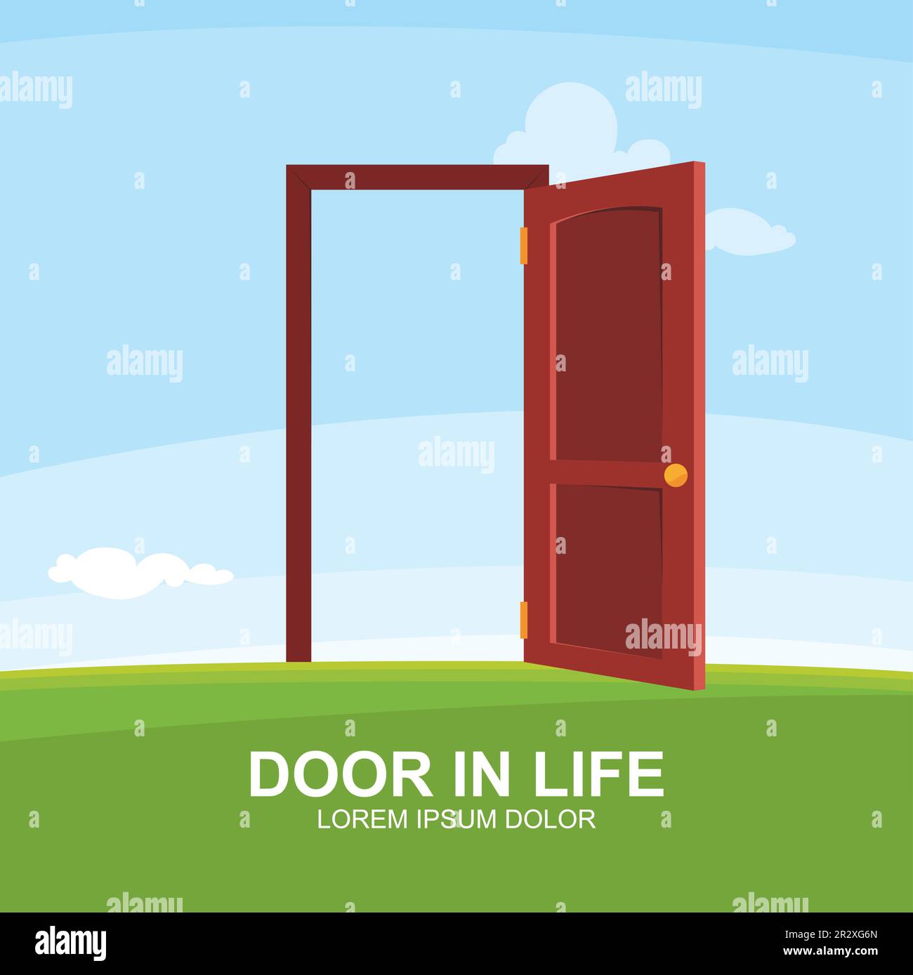 Door in life. concept background with outdoor opening door on landscape ...