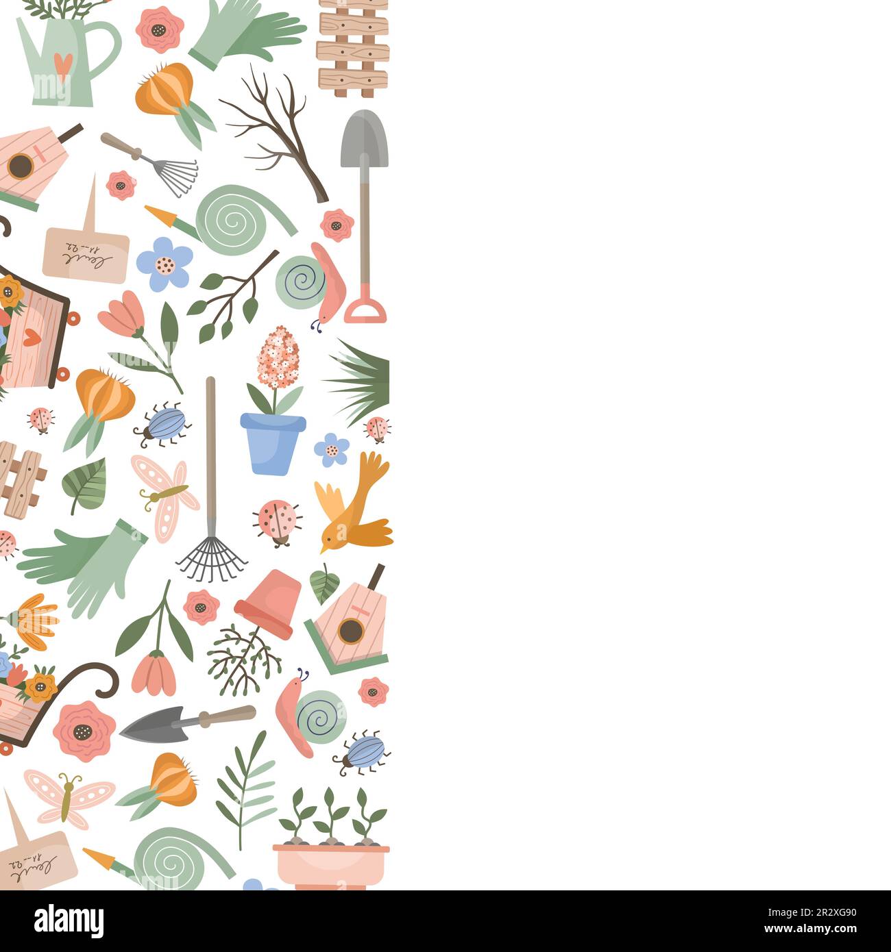 Gardening poster. stylized background with summer garden elements ...