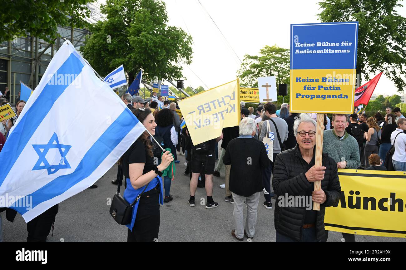 Munich, Germany. 21st May, 2023. People demonstrate in front of the ...