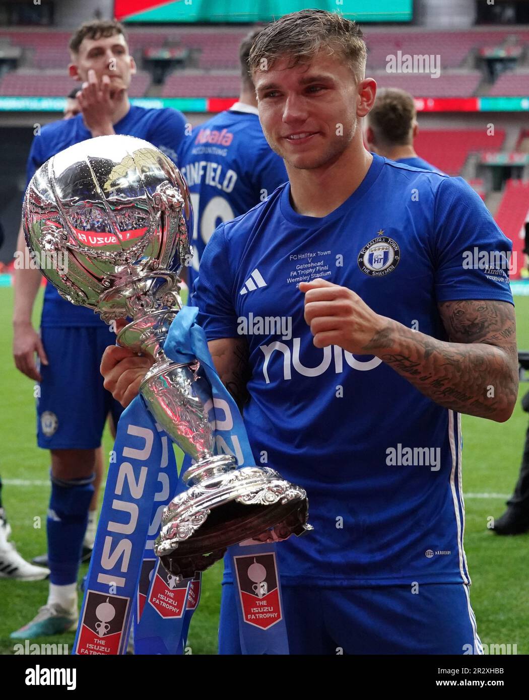 WEMBLEY, ENGLAND - MAY 21: Halifax's Jamie Cooke with the trophy after ...