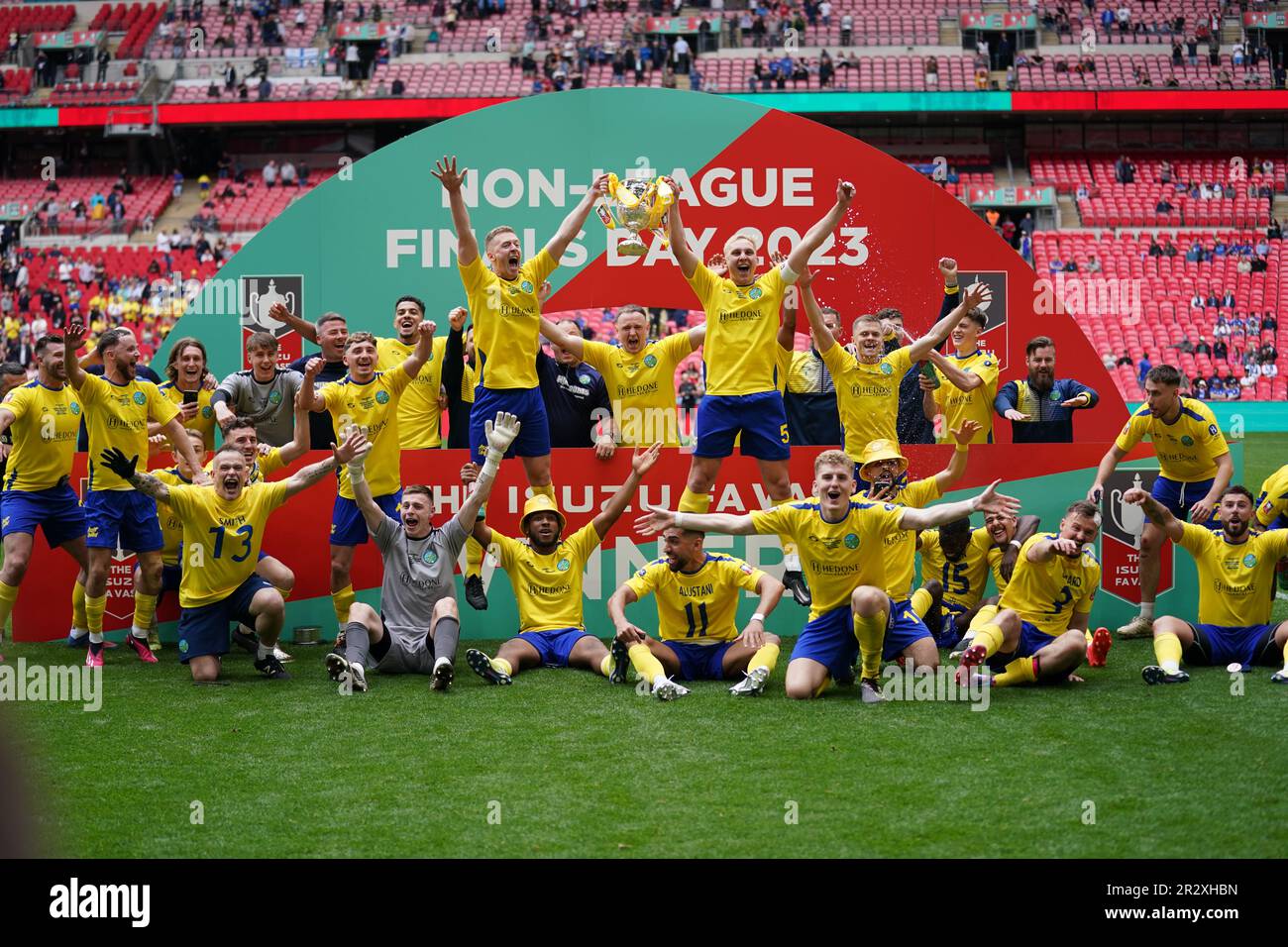 WEMBLEY, ENGLAND MAY 21: Celebrations after the Isuzu FA Vase final between Ascot United and ...