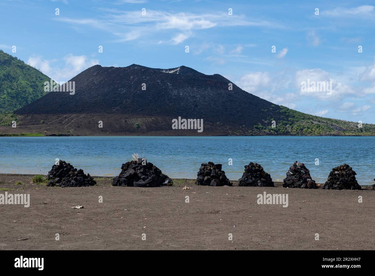 Papua New Guinea, New Britain Island, Rabaul, Hot Dprings. Black sand ...