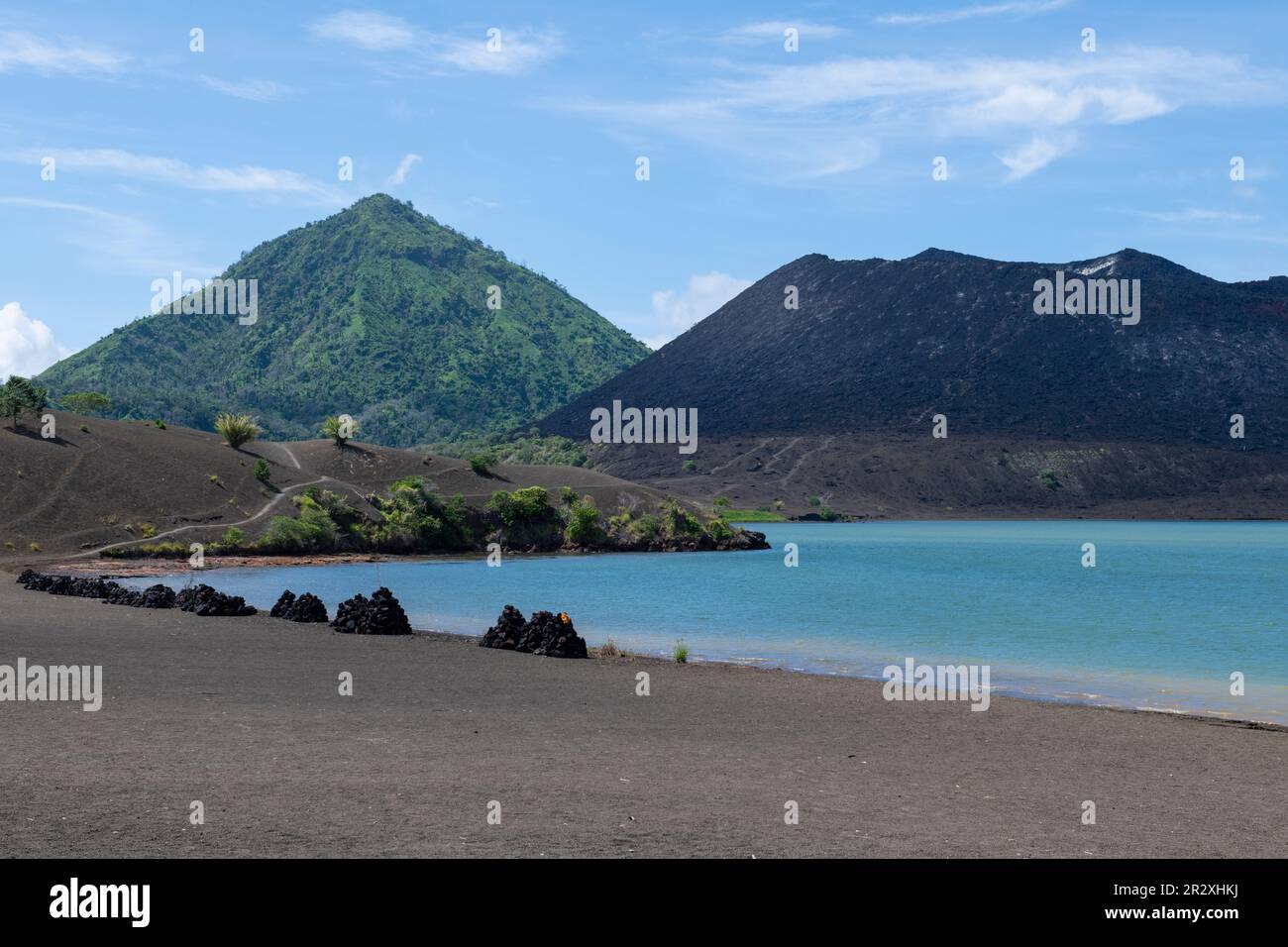Papua New Guinea, New Britain Island, Rabaul, Hot Dprings. Black sand ...