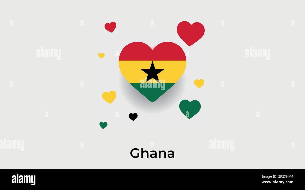 Ghana country heart. Love Ghana national flag vector illustration Stock ...