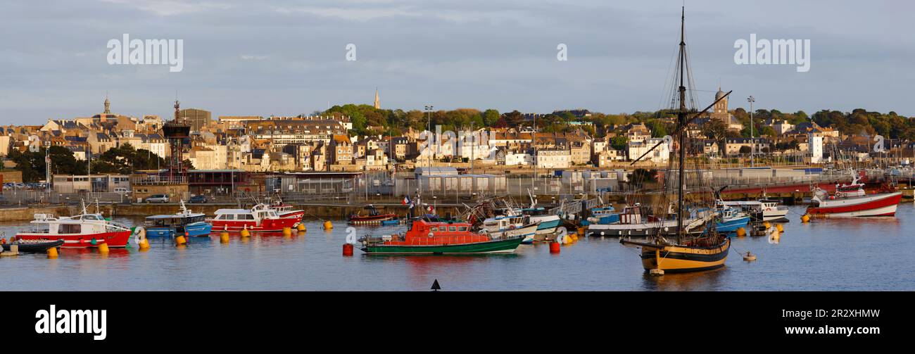 Panoramic view of Saint-Malo port . Saint-Malo is a walled port city in ...